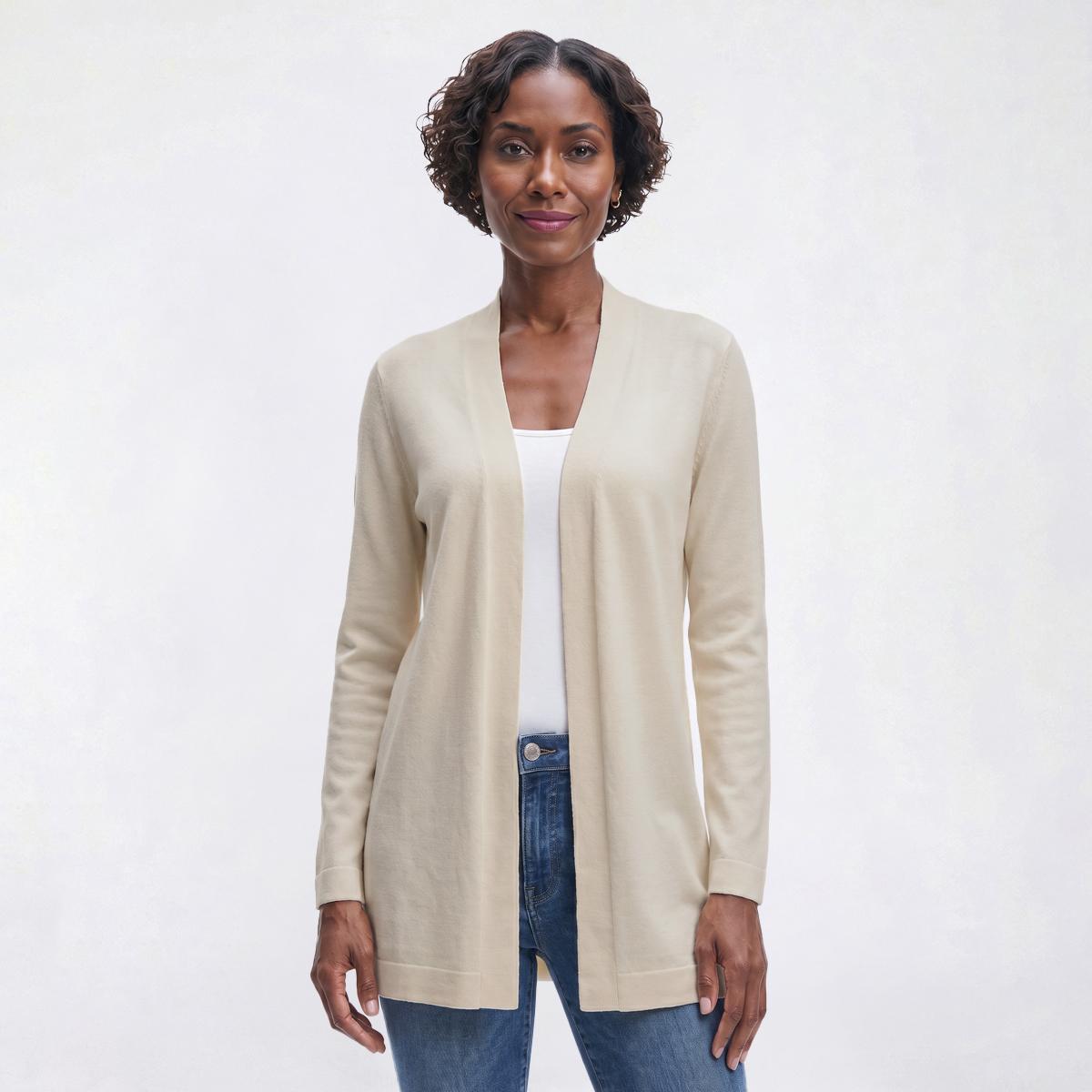 Click here for Womens Anne Klein Long Sleeve Chatham Solid Cardig... prices